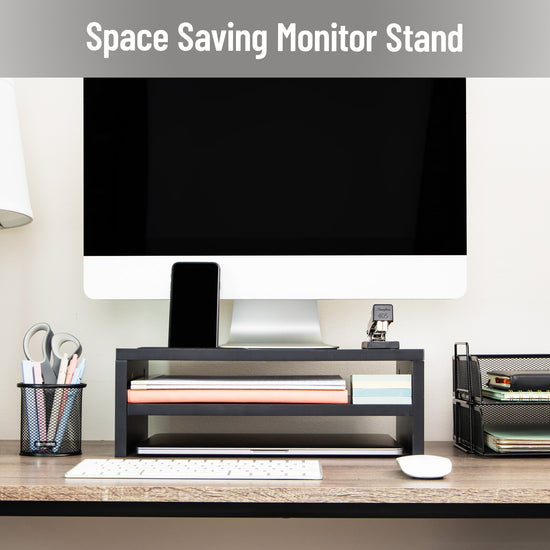 Mind Reader Monitor Stand with Phone Slot and Storage Shelf, Desktop R ...