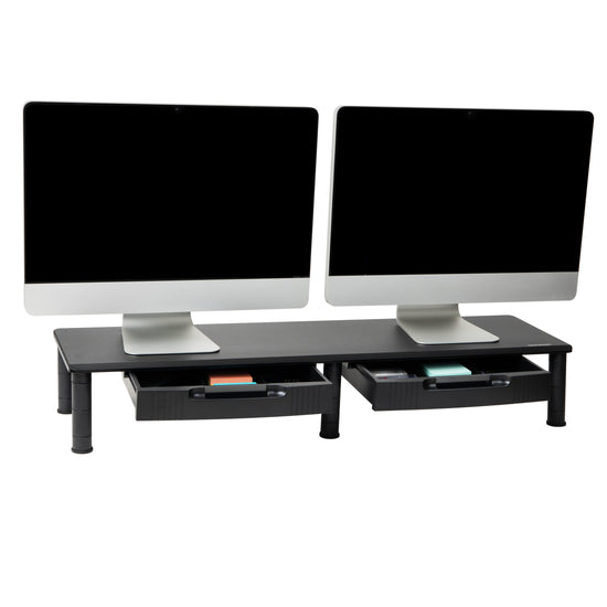 Mind Reader Dual Monitor Stand, Height Adjustable, Desktop Organizer ...