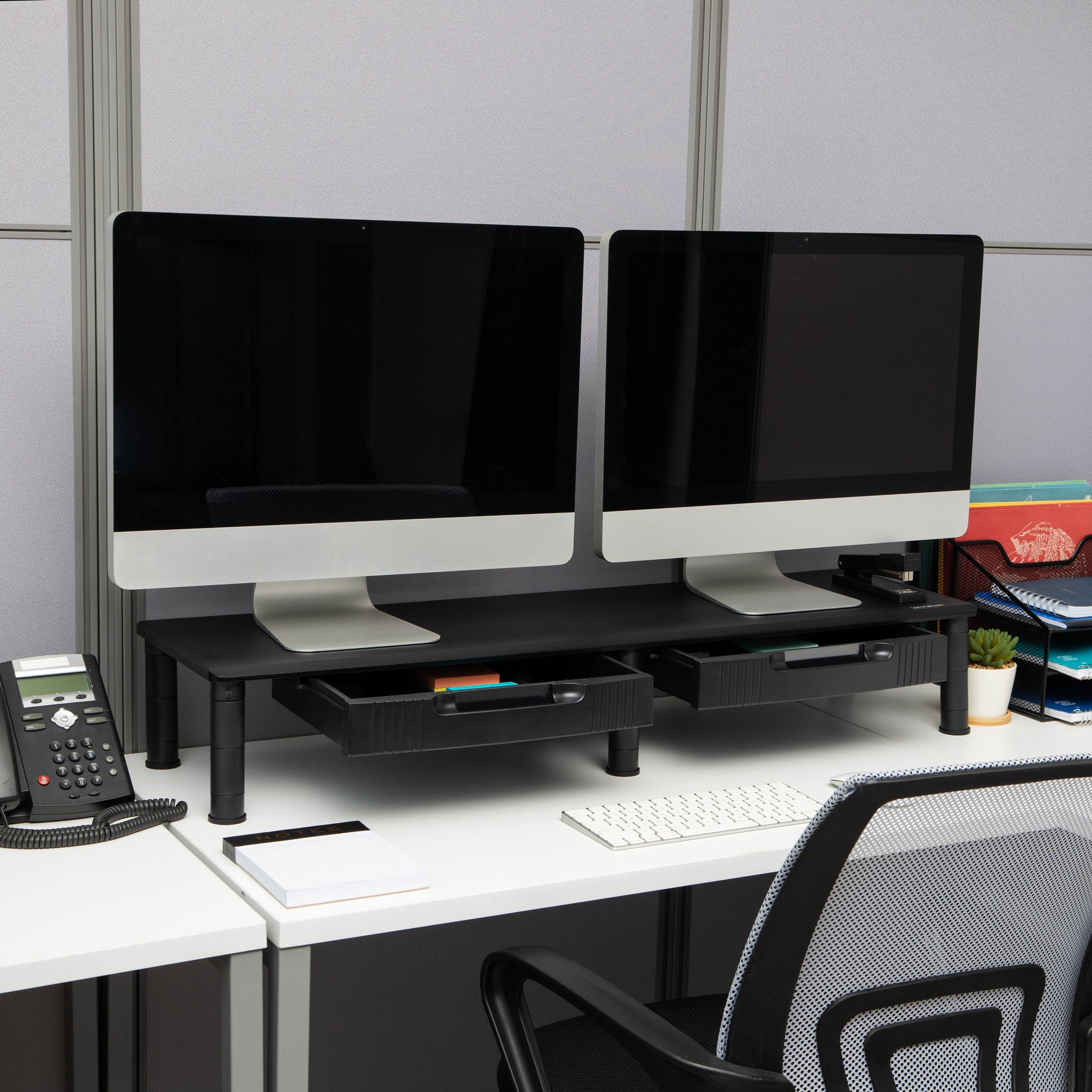 Mind Reader Dual Monitor Stand, Height Adjustable, Desktop Organizer, – Mindreaderstore