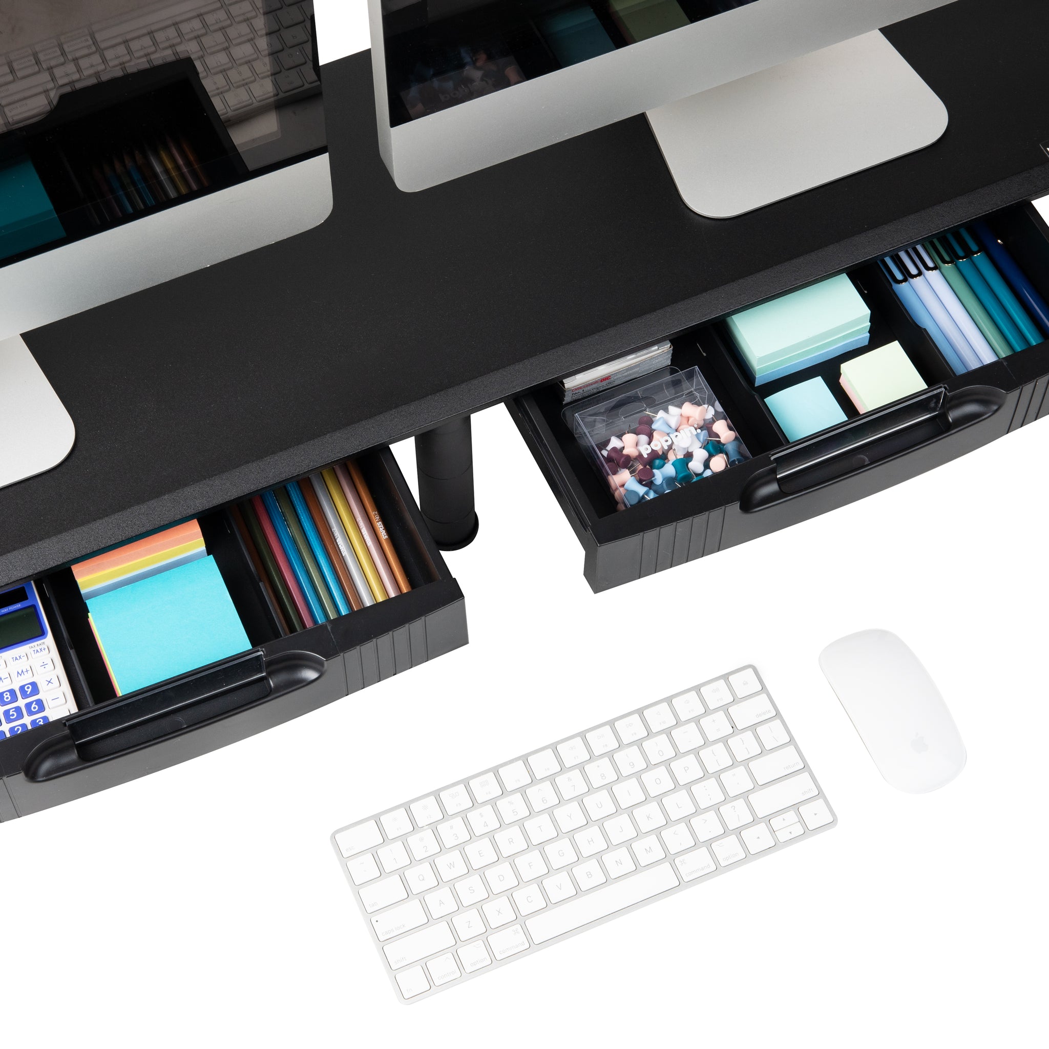 Mind Reader Dual Monitor Stand, Height Adjustable, Desktop Organizer ...